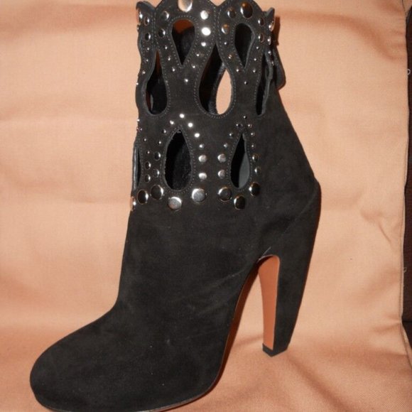Alaia | Shoes | Azzedine Alaia Black Suede Studded Grommet Rivet Cutout ...